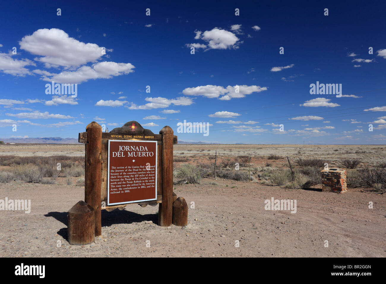 An historic marker in rural New Mexico for a section of the Camino Real ...