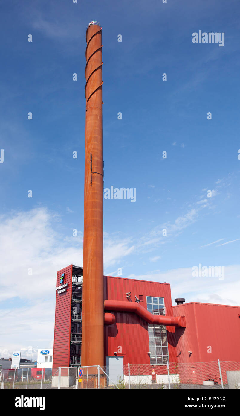 Power plant with rusty metal smokestack , Finland Stock Photo - Alamy