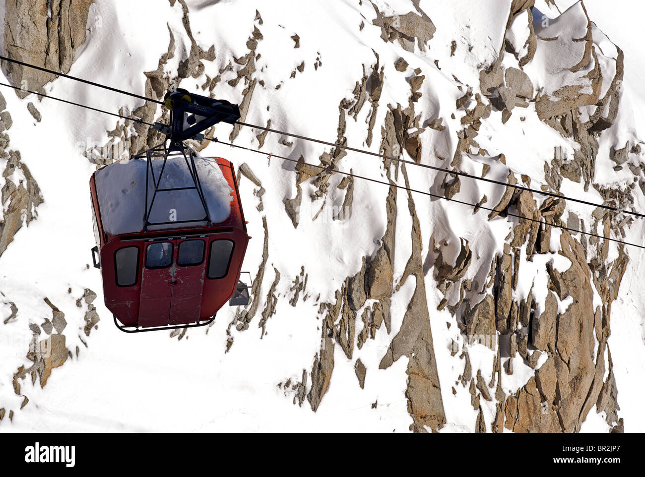 Cable car viewed from the Aiguille du Midi viewpoint. Chamonix, The ...