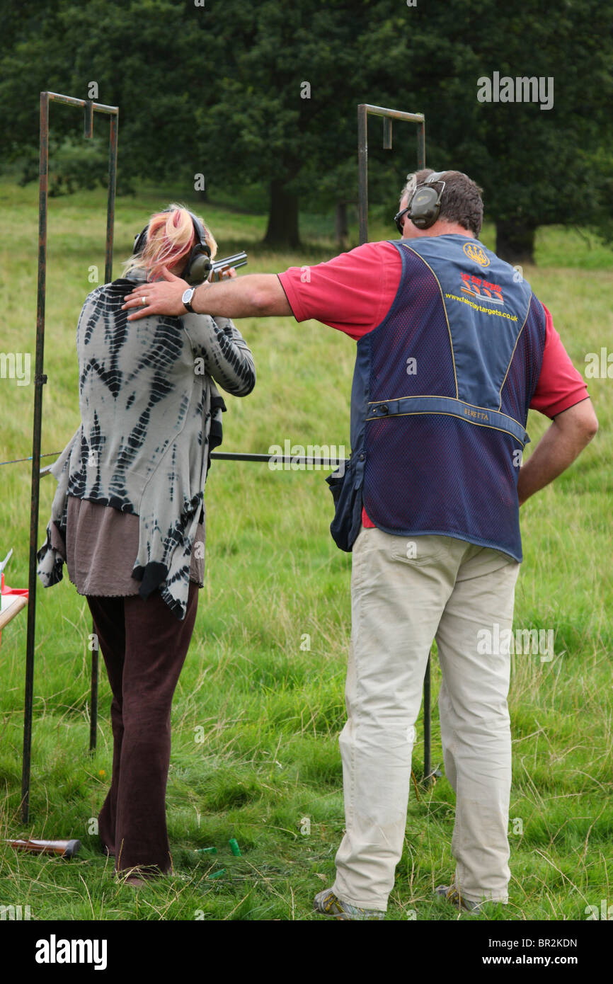 Clay pigeon shooting tuition at the Chatsworth Game Fair, Derbyshire ...