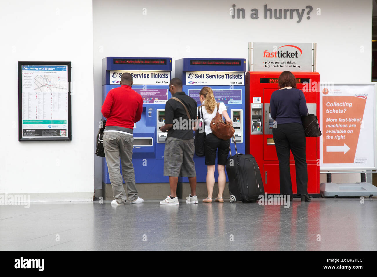 In a hurry? Train ticket machine at Piccadilly station in Manchester UK ...