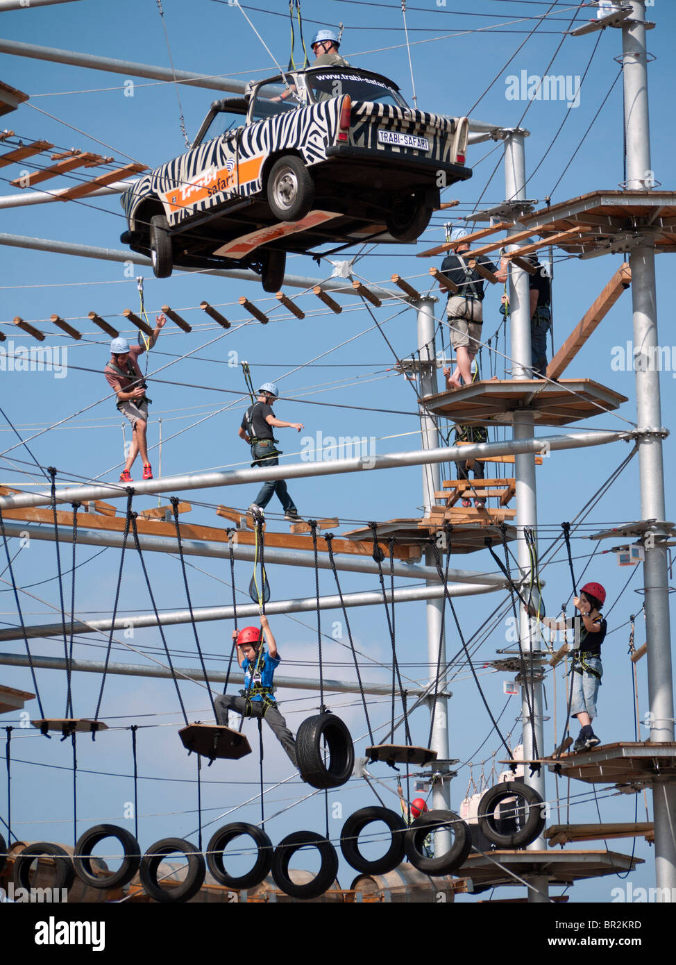 Modern new outdoor adventure playground featuring multi-level climbing ... Modern new outdoor adventure playground featuring multi-level climbing ...