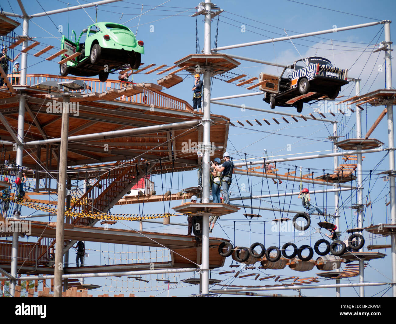Modern new outdoor adventure playground featuring multi-level climbing ... Modern new outdoor adventure playground featuring multi-level climbing ...