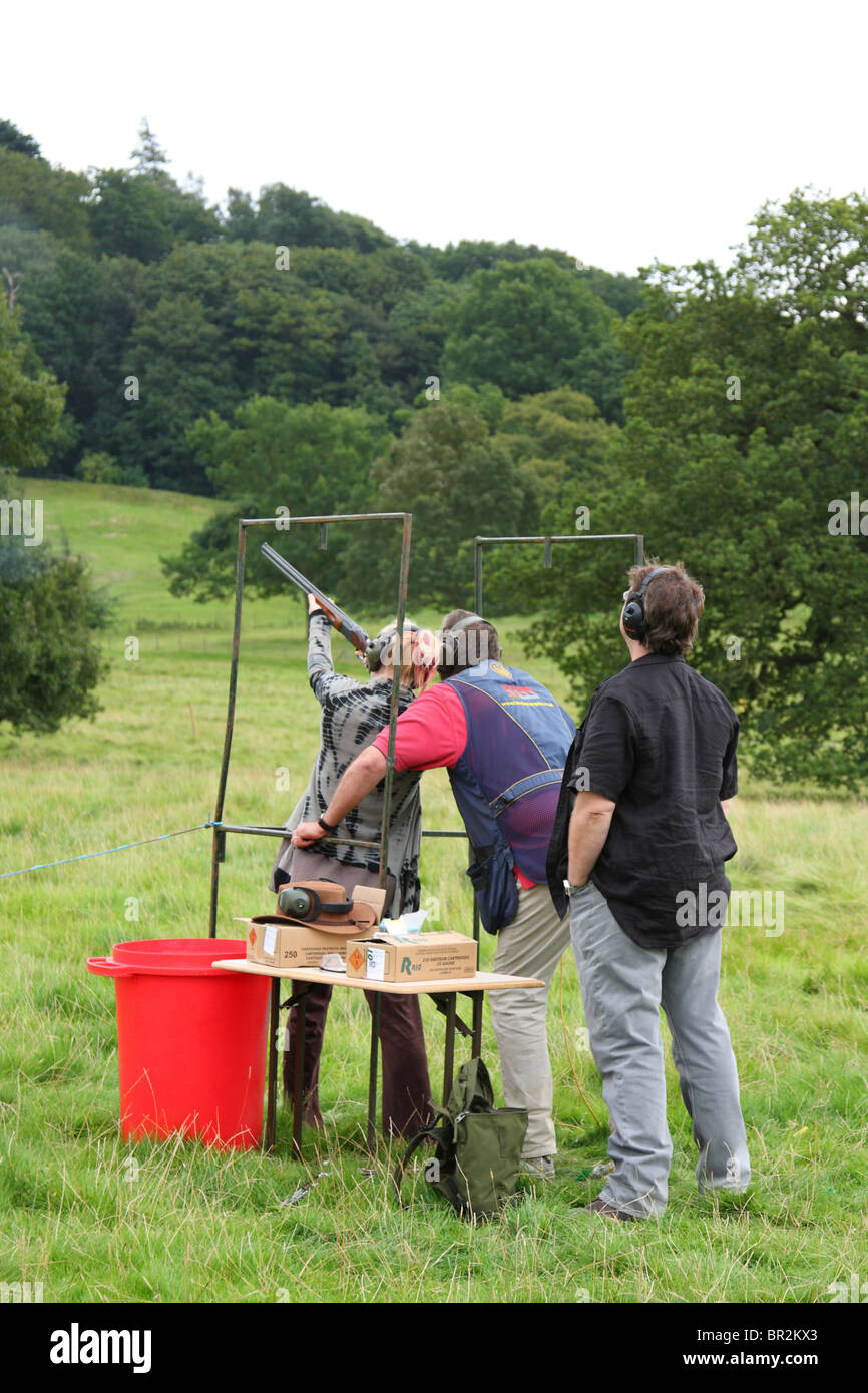 Clay pigeon shooting tuition at the Chatsworth Game Fair, Derbyshire ...