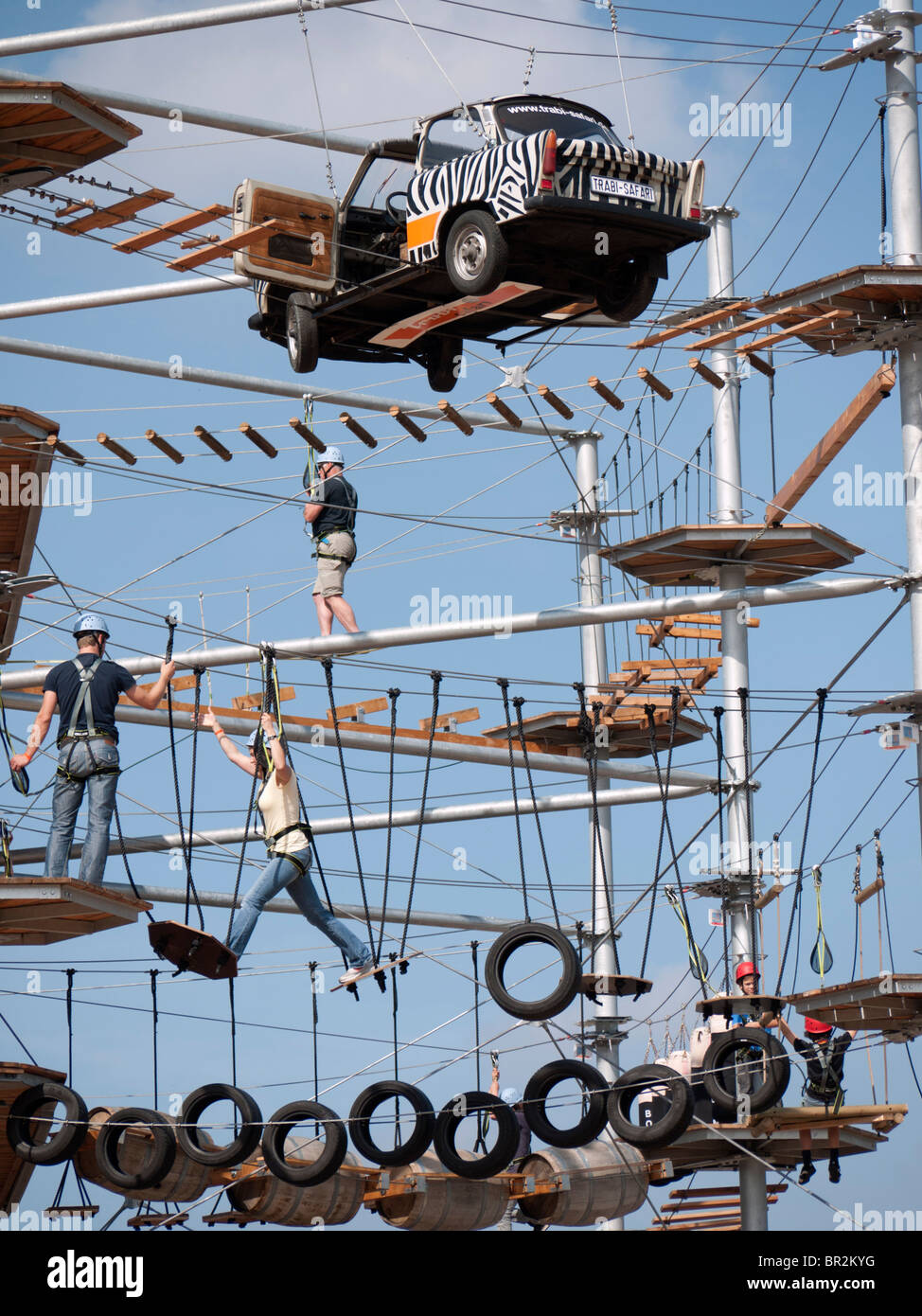 Modern new outdoor adventure playground featuring multi-level climbing ... Modern new outdoor adventure playground featuring multi-level climbing ...