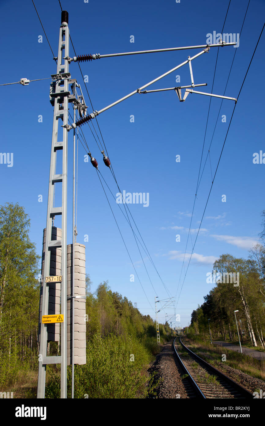 Power line and pylon structure used in Finnish railways for electric ...