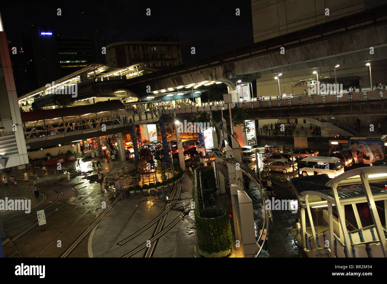 Walkway under BTS railway near MBK Shopping Center , Bangkok , Thailand ...