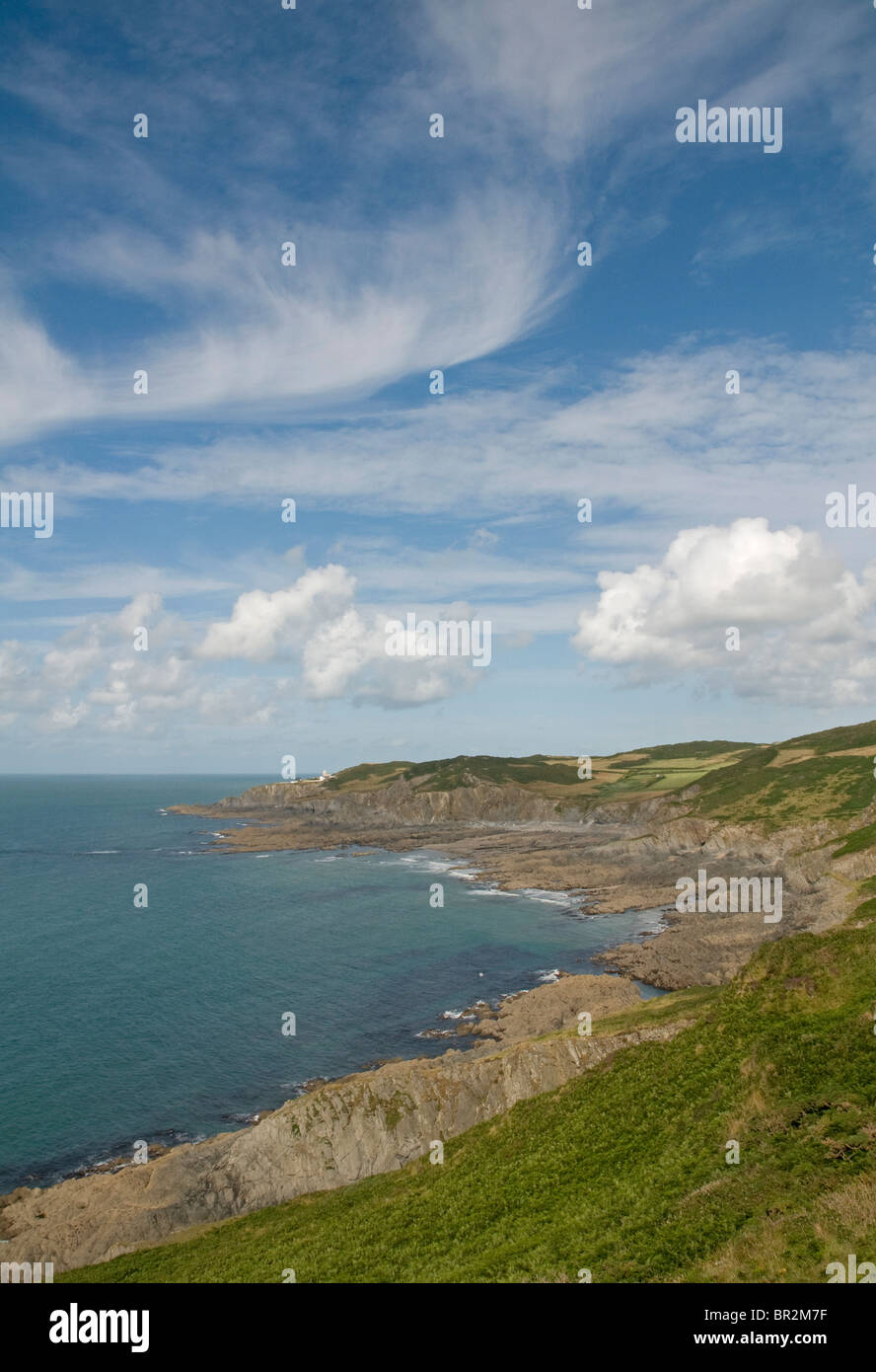Looking across Rockham Bay to Bull Point, near Mortehoe in north Devon ...