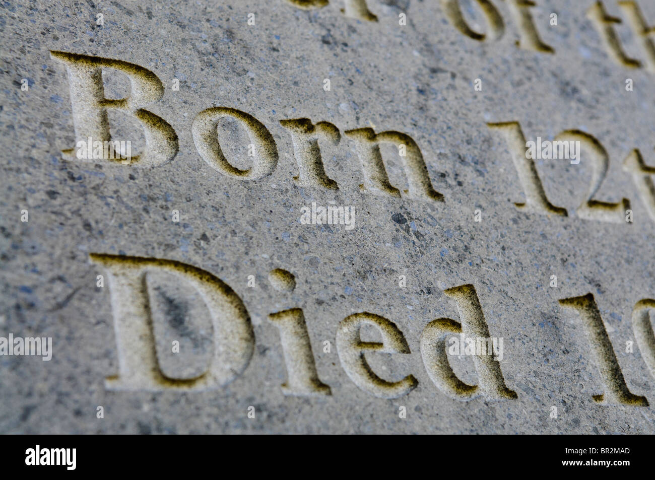 Old gravestone - born and died Stock Photo - Alamy