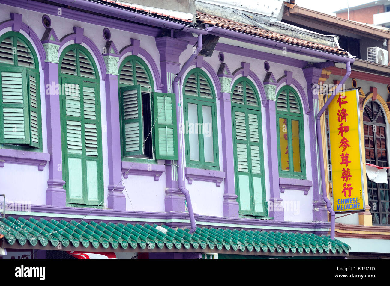 Ornate shutters adorn the windows of Chinese Shop Houses in Little ...