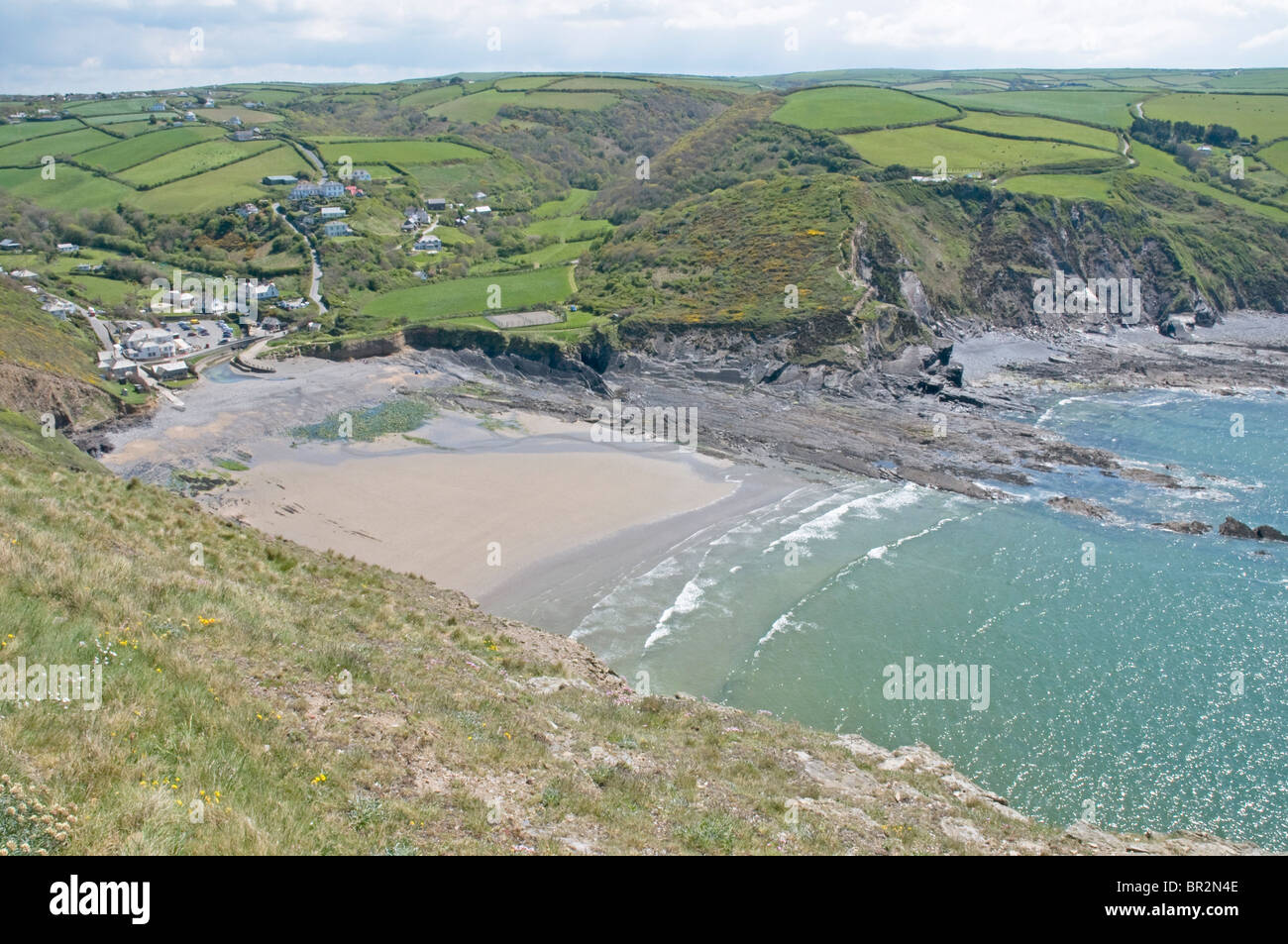 View of Crackington Haven on the north Cornwall coast, from Pencannow ...