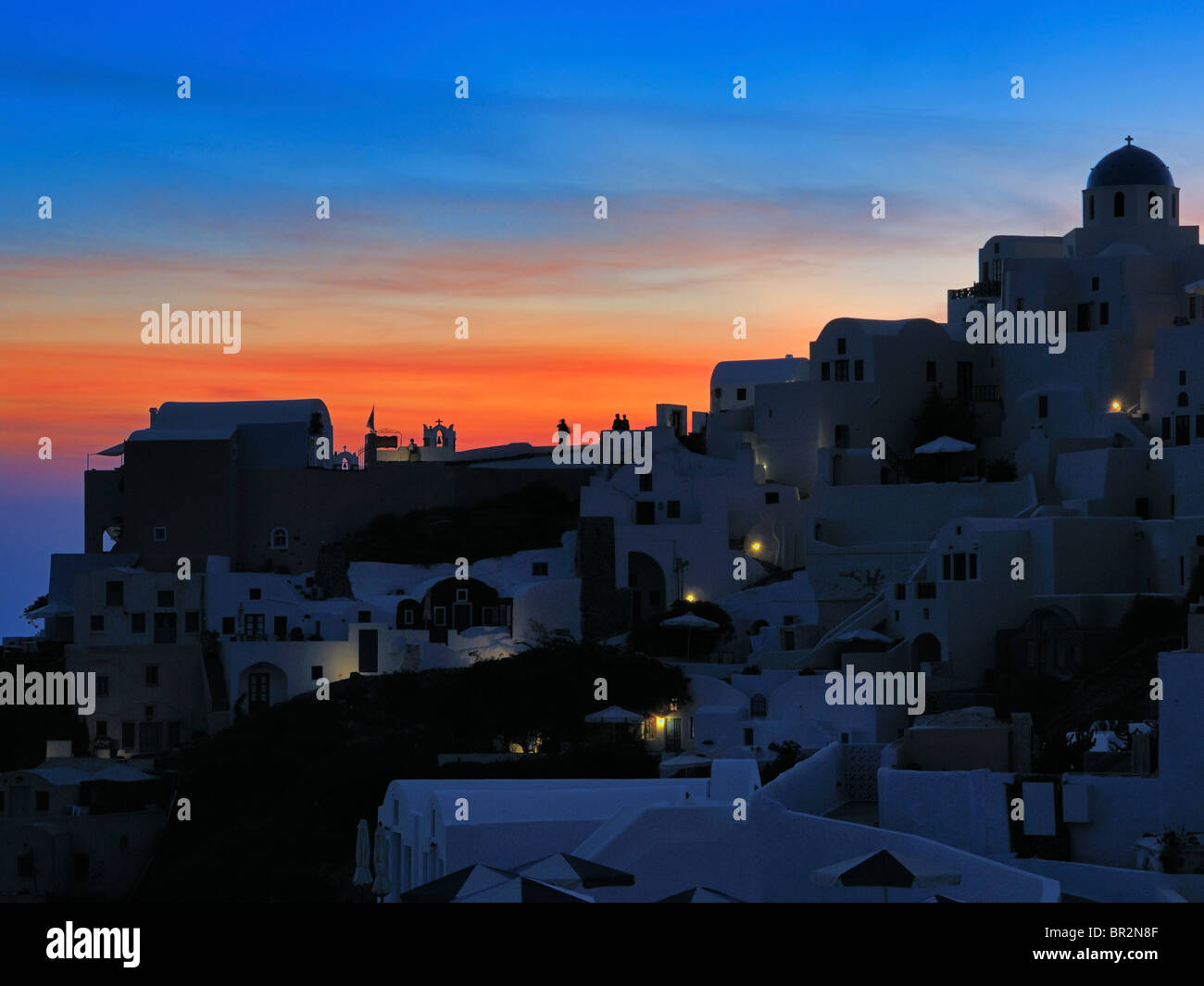 Santorini bell towers sunset hi-res stock photography and images - Alamy