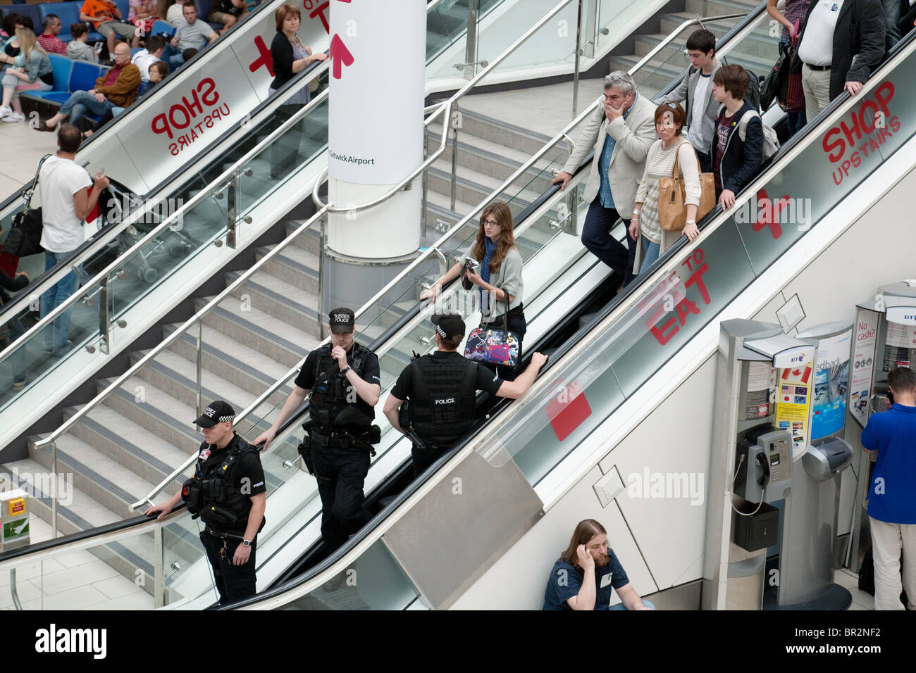 Airport security UK; Armed Security Police in South terminal, Gatwick ...