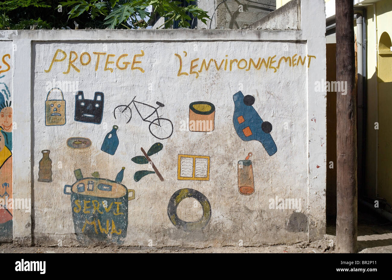 Wall painting, Serious messages in Creole, Tamarin, Mauritius Stock ...