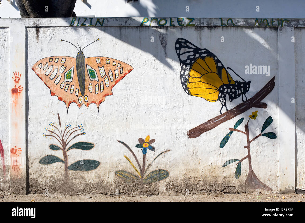 Wall painting, Serious messages in Creole, Tamarin, Mauritius Stock ...