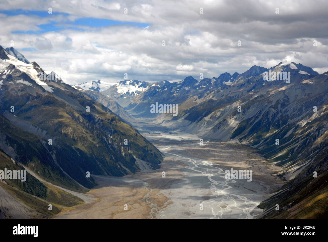 Aerial view. Mt Cook National Park South Island New Zealand Stock Photo ...