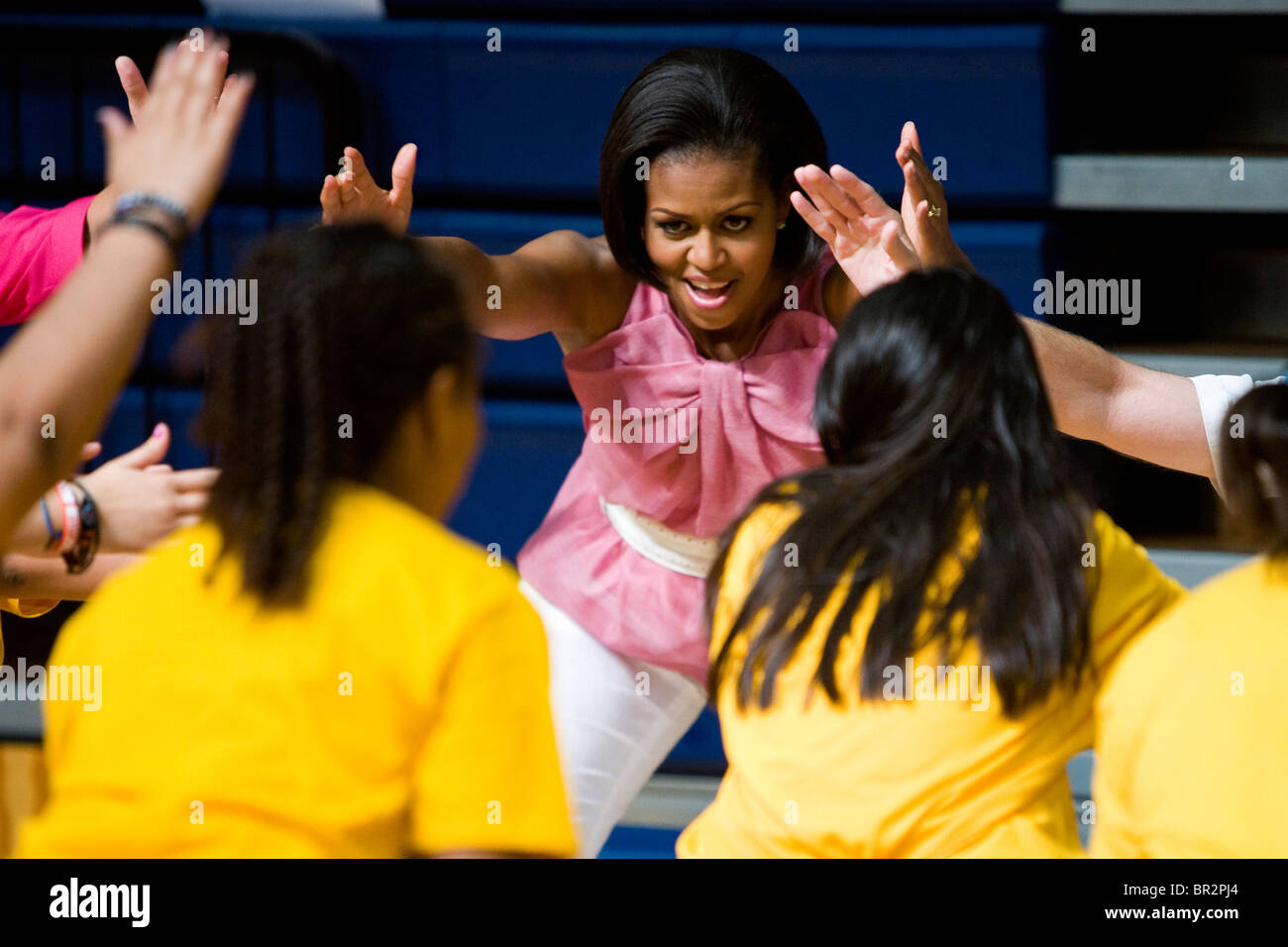 First Lady Michelle Obama visits Bell Multicultural High School Stock ...