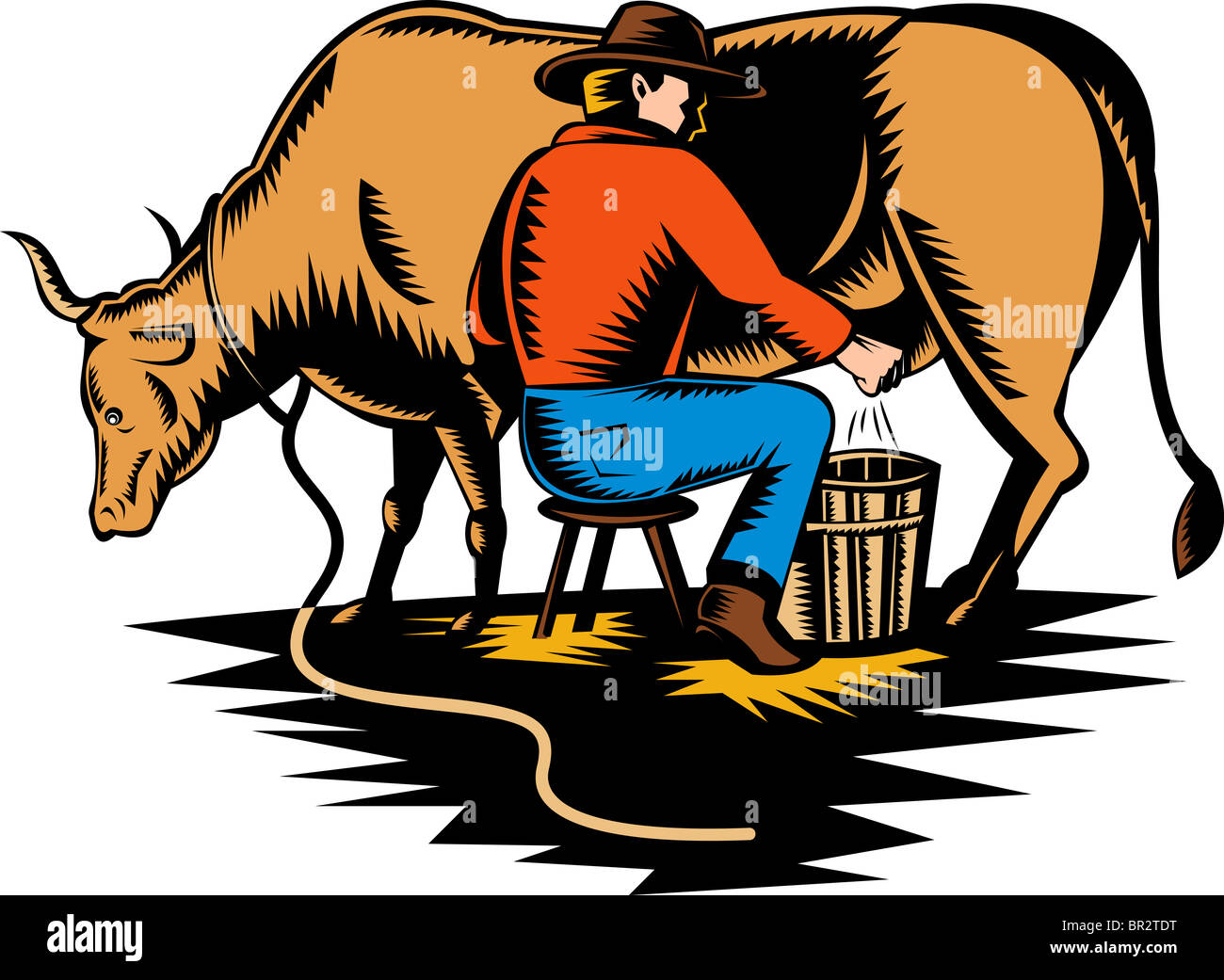 Farmer milking a cow bucket hi-res stock photography and images - Alamy