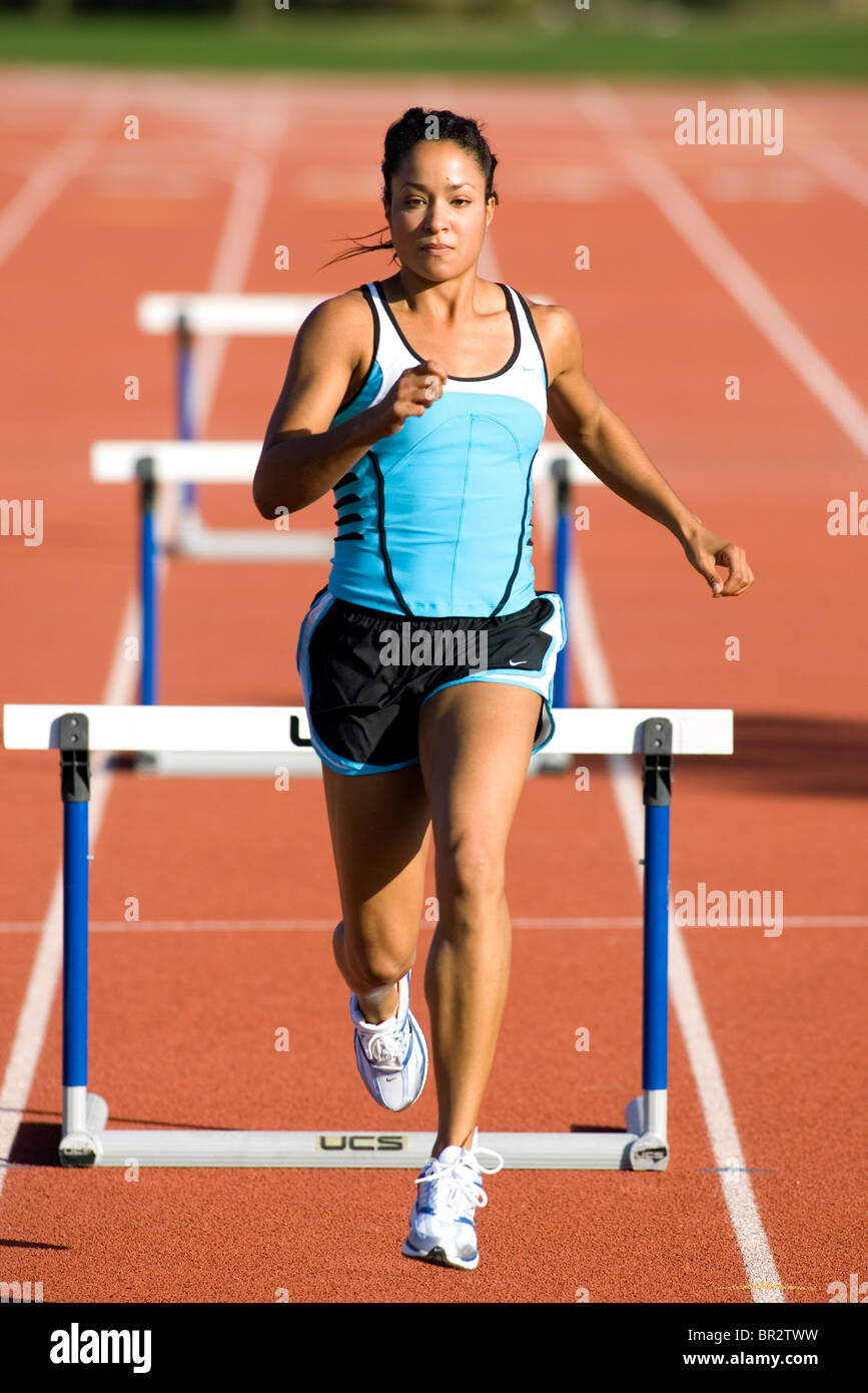 Running track hurdles hi-res stock photography and images - Alamy