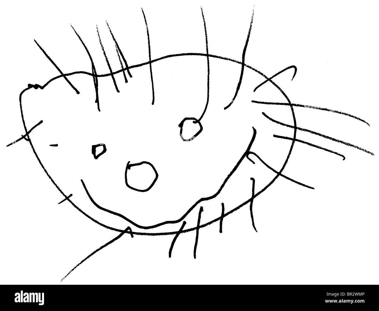 A black and white childlike drawing of a smiling sun Stock Photo - Alamy