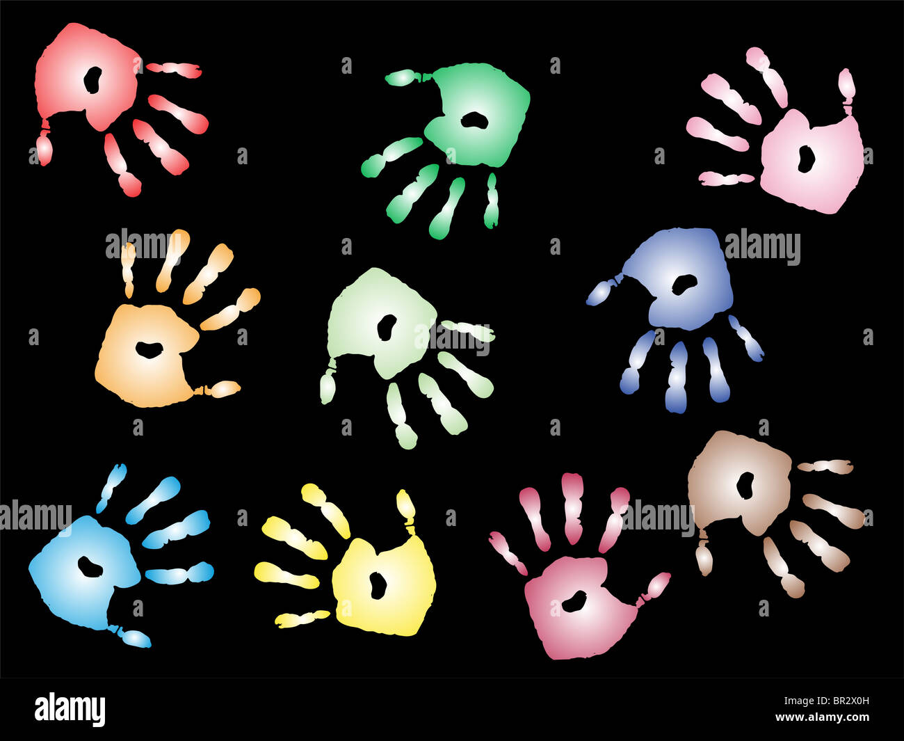 glowing hand prints Stock Photo - Alamy