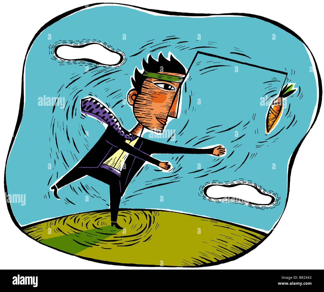 Businessman chasing a carrot Stock Photo - Alamy