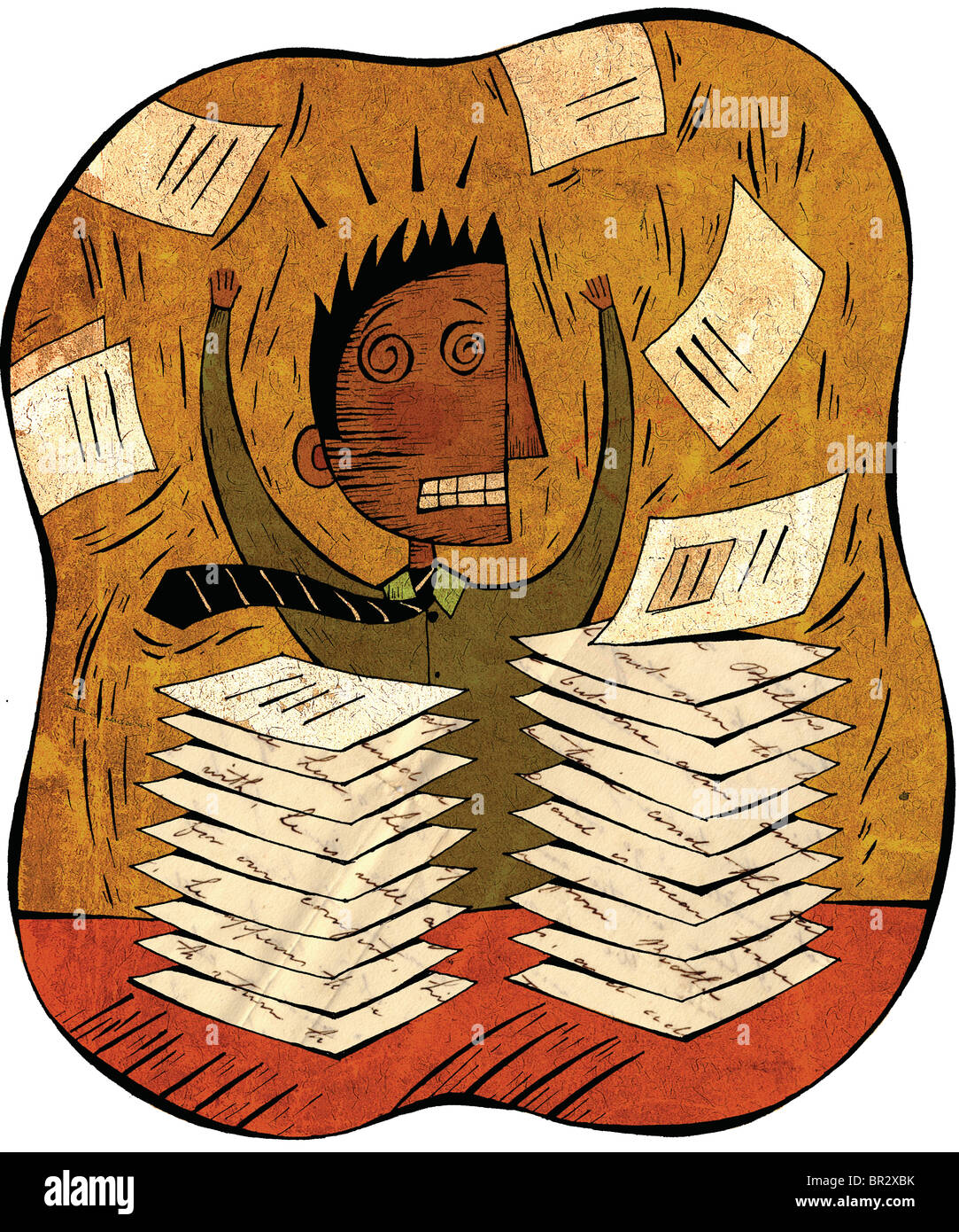 Angry man with stack of papers Cut Out Stock Images & Pictures - Alamy