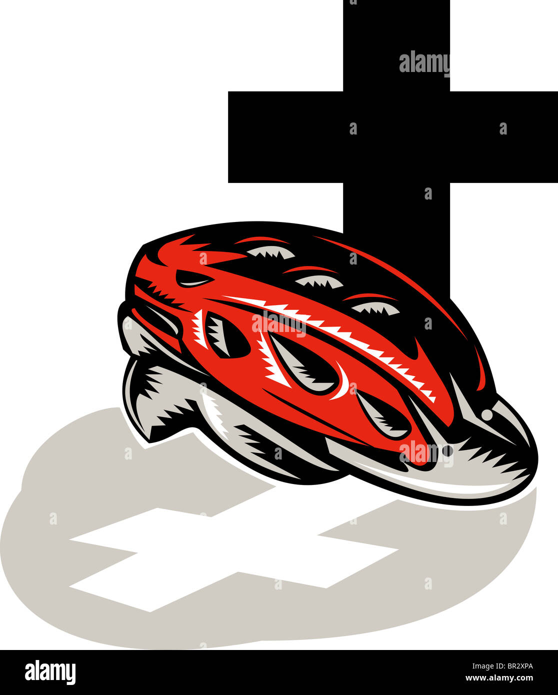 cycling crash helmet with cross Stock Photo - Alamy