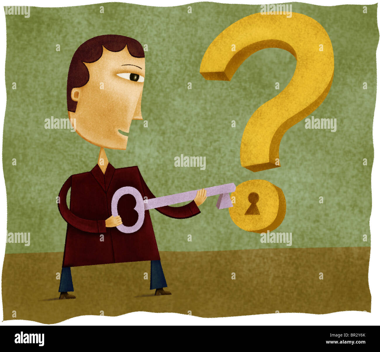 Man key unlock question mark hi-res stock photography and images - Alamy
