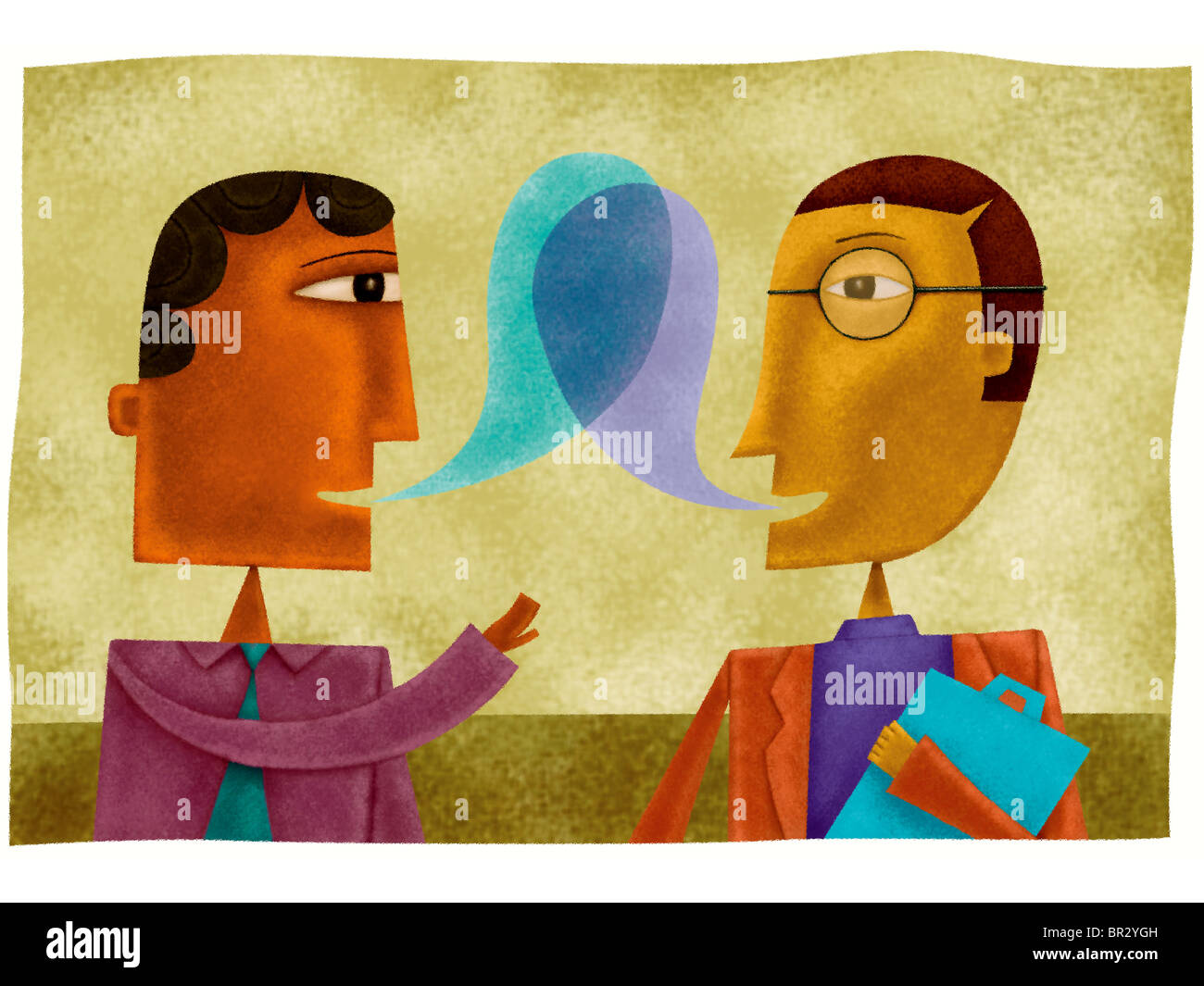 Two businessmen talking and their speech bubbles overlapping Stock ...