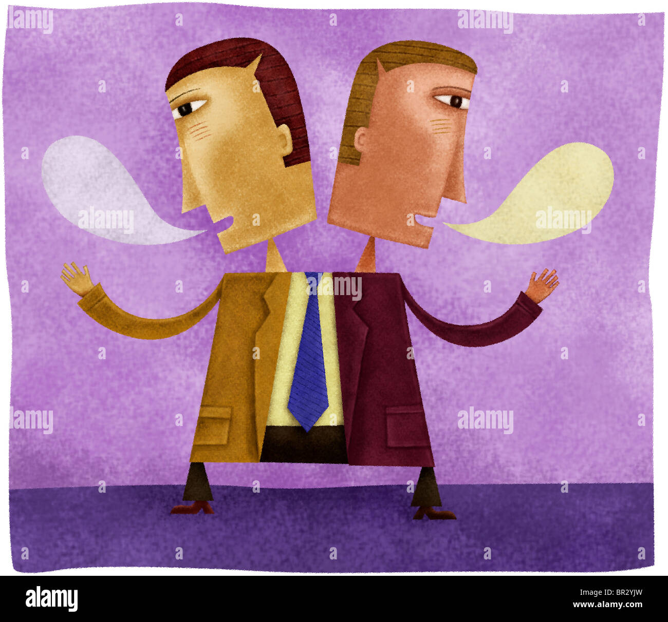 A two headed business man speaking in opposite directions Stock Photo ...