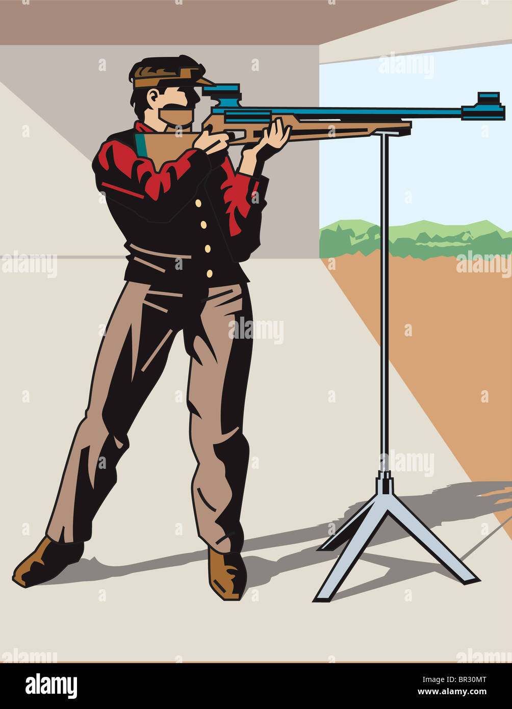 Man Shooting Rifle Drawing High Resolution Stock Photography and Images ...