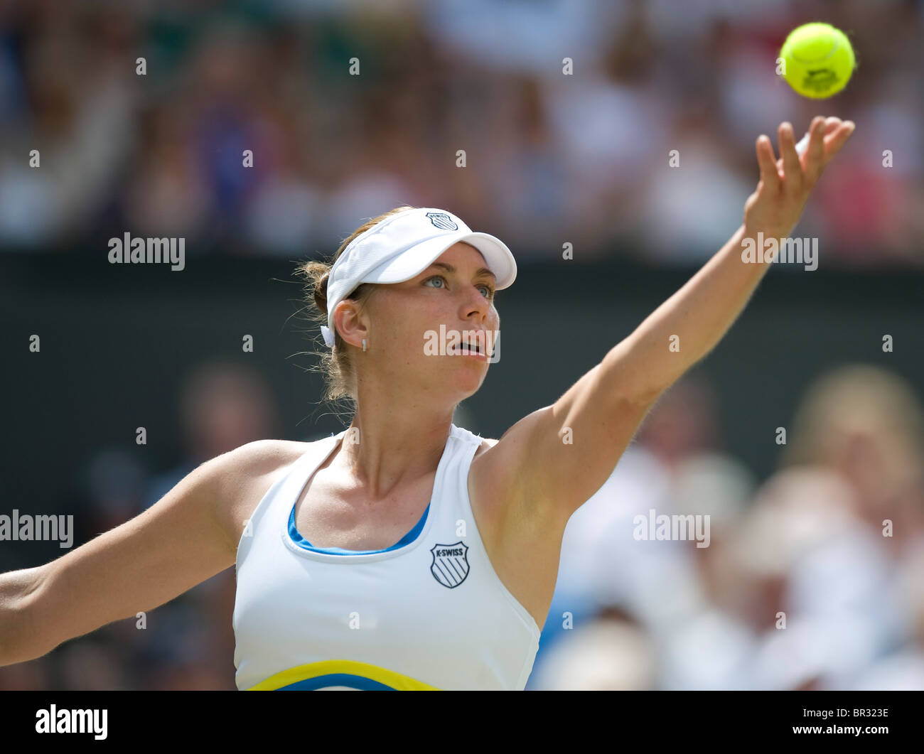 Vera Zvonareva (RUS) in action during the Wimbledon Tennis ...