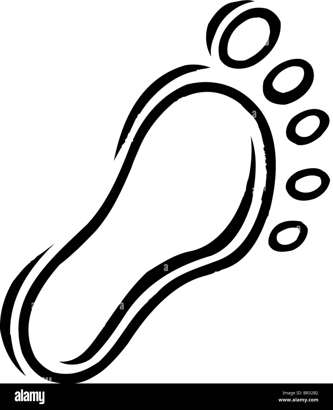A black and white drawing of a footprint Stock Photo - Alamy