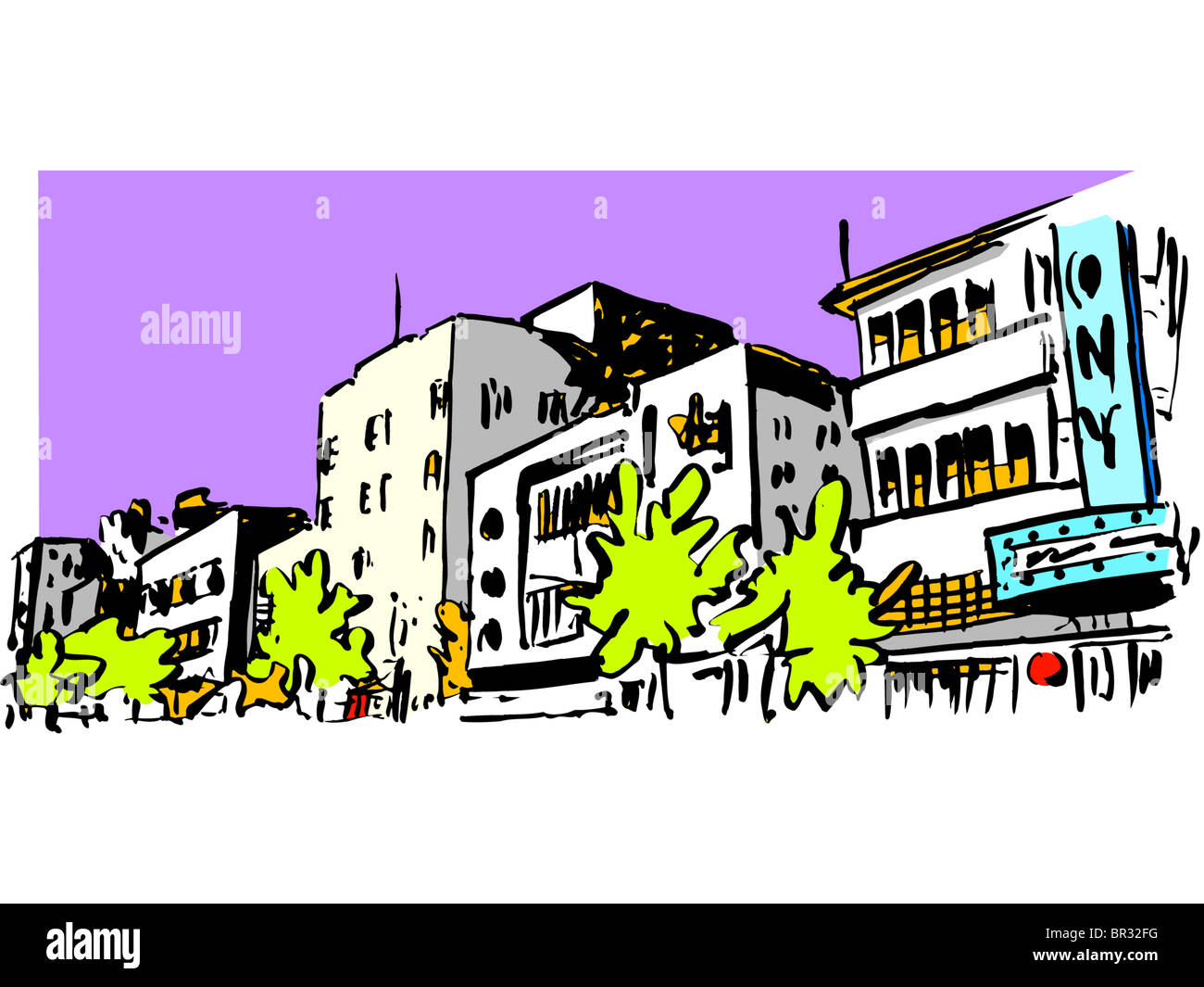 Drawing of city Cut Out Stock Images & Pictures - Alamy