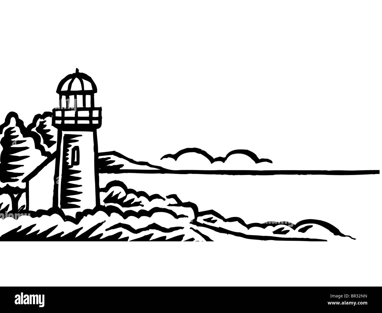 Lighthouse cartoon Black and White Stock Photos & Images - Alamy