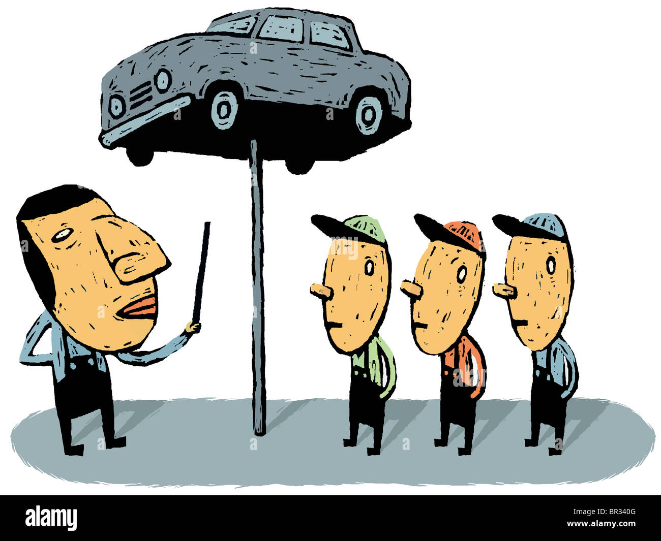 An instructor teaching students at an auto mechanic school Stock Photo ...