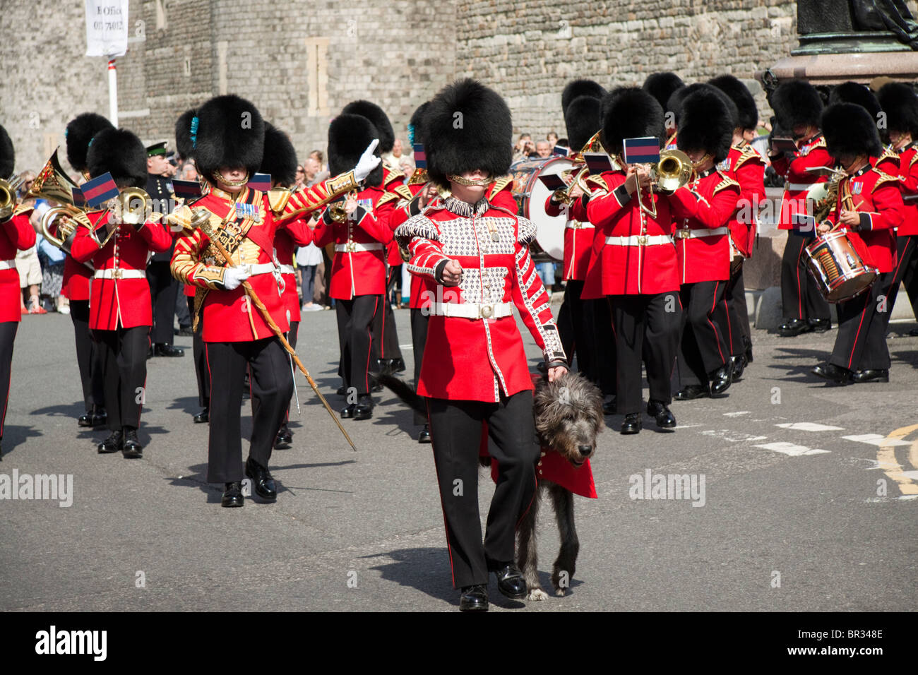 1st Battalion Irish Guards marching through Windsor before their ...
