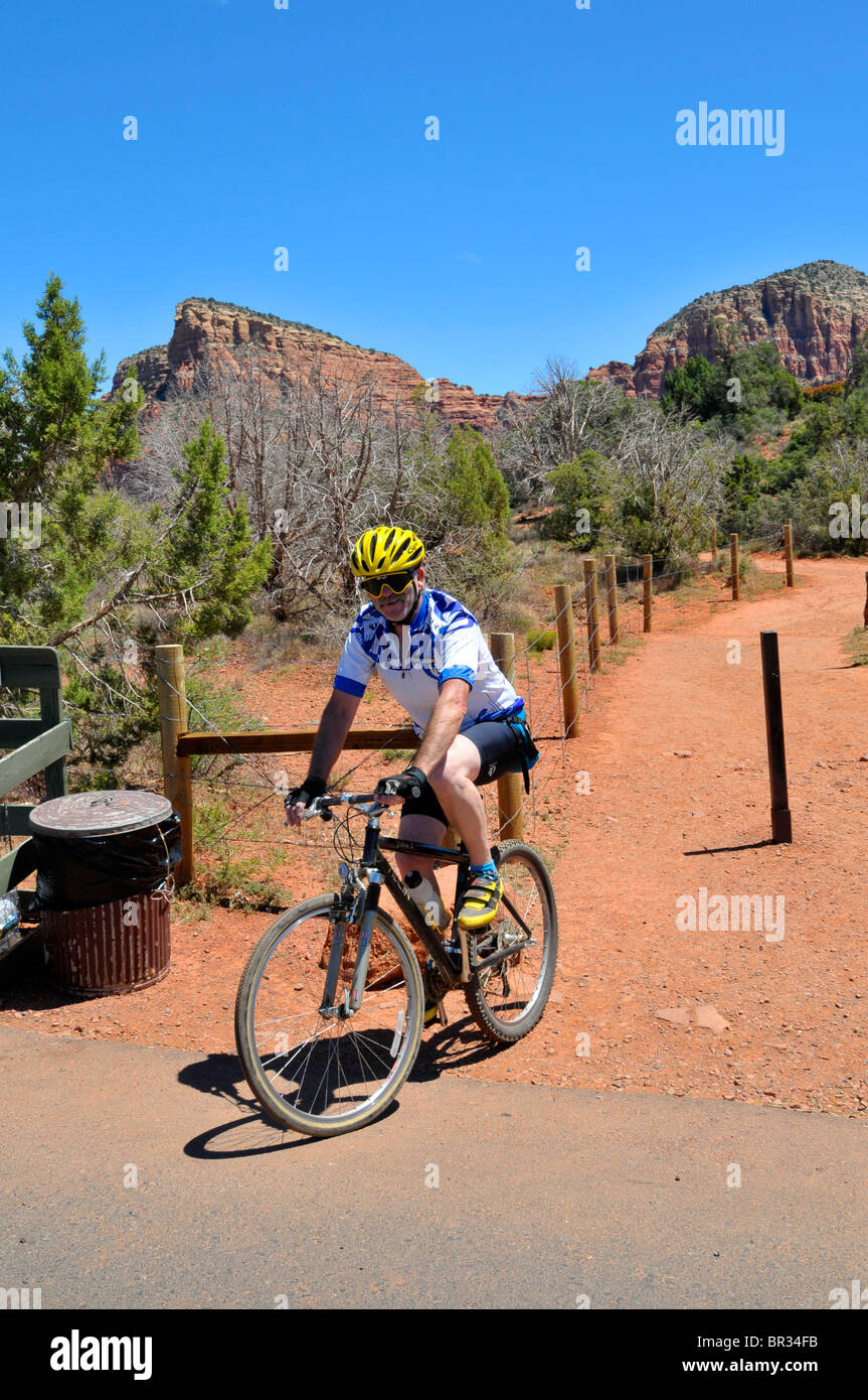 Male White Biker with helmet Sedona Arizona trail Stock Photo - Alamy