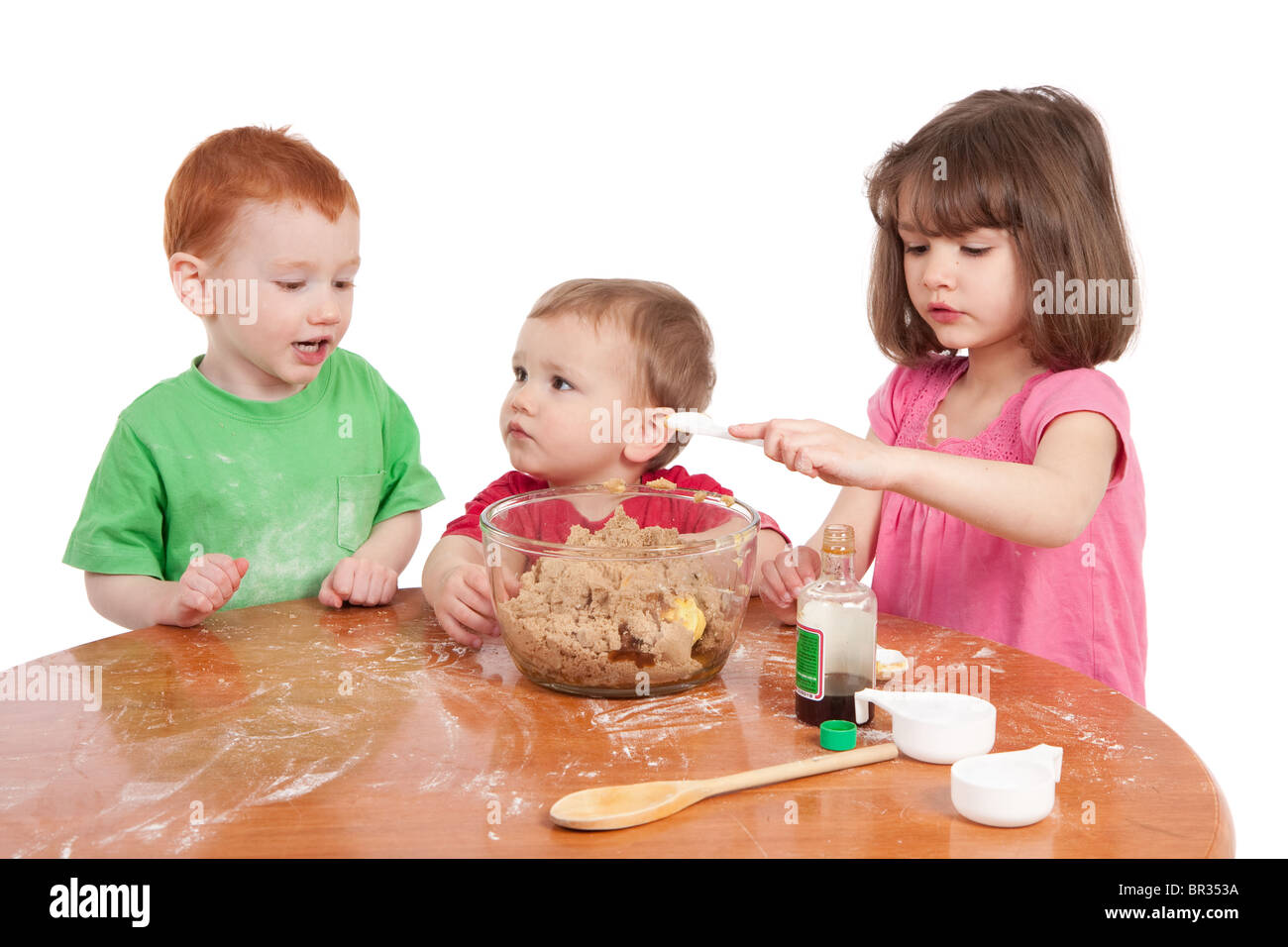 Kids baking in kitchen. Isolated on white Stock Photo - Alamy