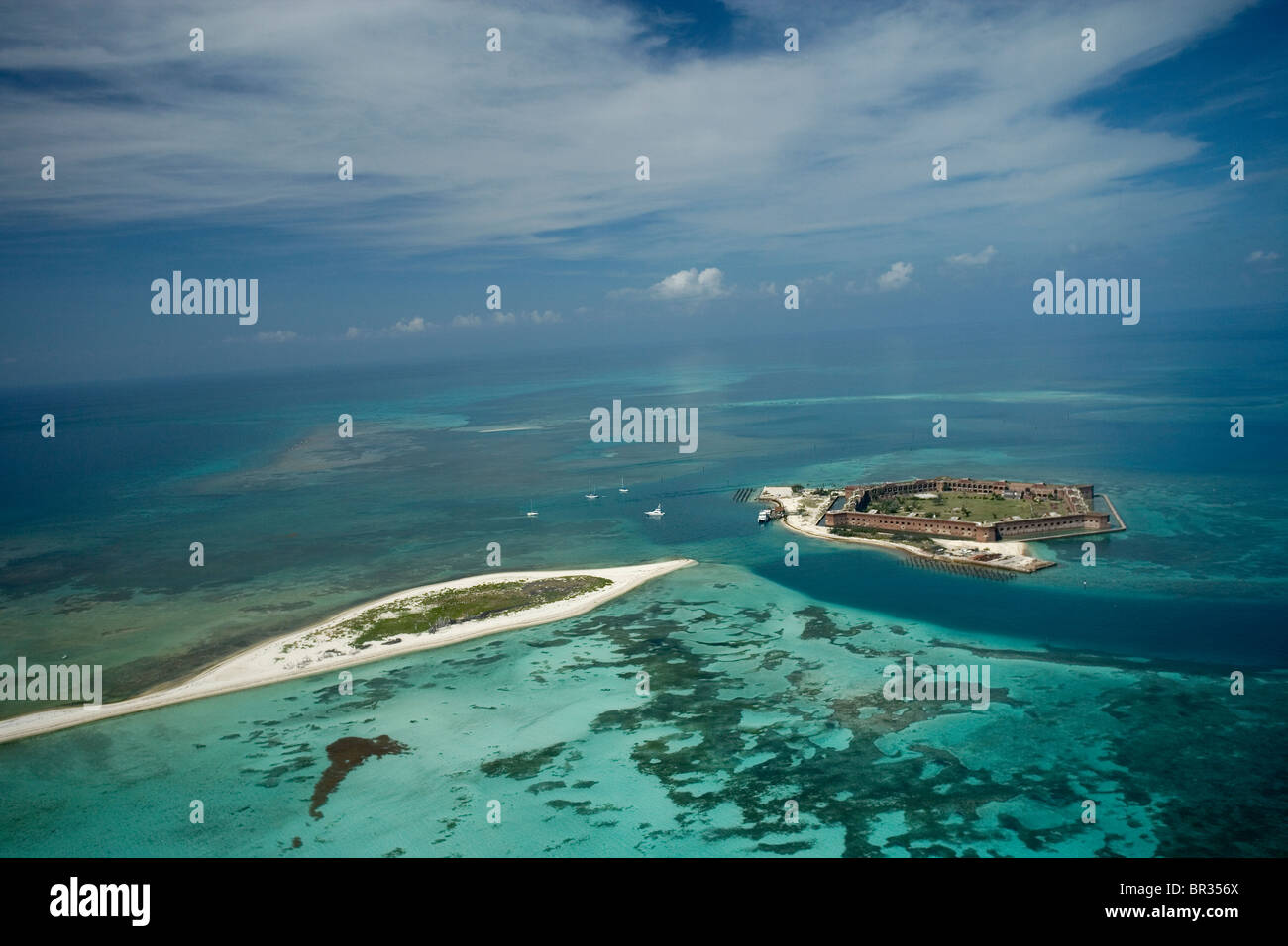 Aerial view Fort Jefferson on Garden Key, Dry Tortugas Stock Photo - Alamy