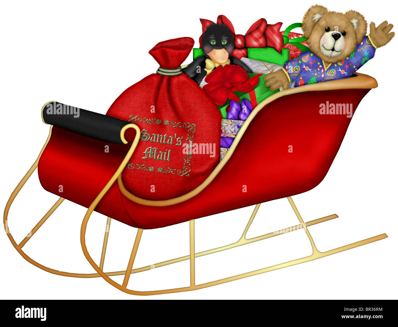 Santas sleigh full of gifts for children during the holiday season ...