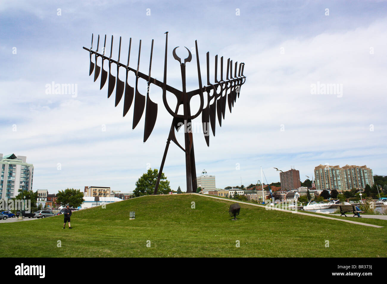 large outdoor sculpture spirit catcher Barrie Stock Photo - Alamy