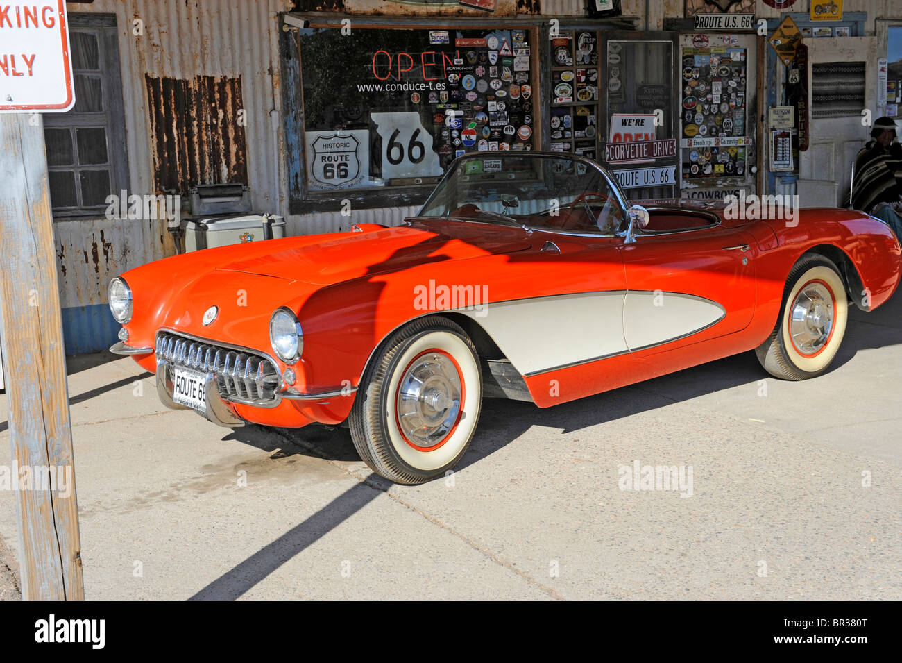 Antique Red Corvette Hackberry General Store Route 66 Arizona Stock ...