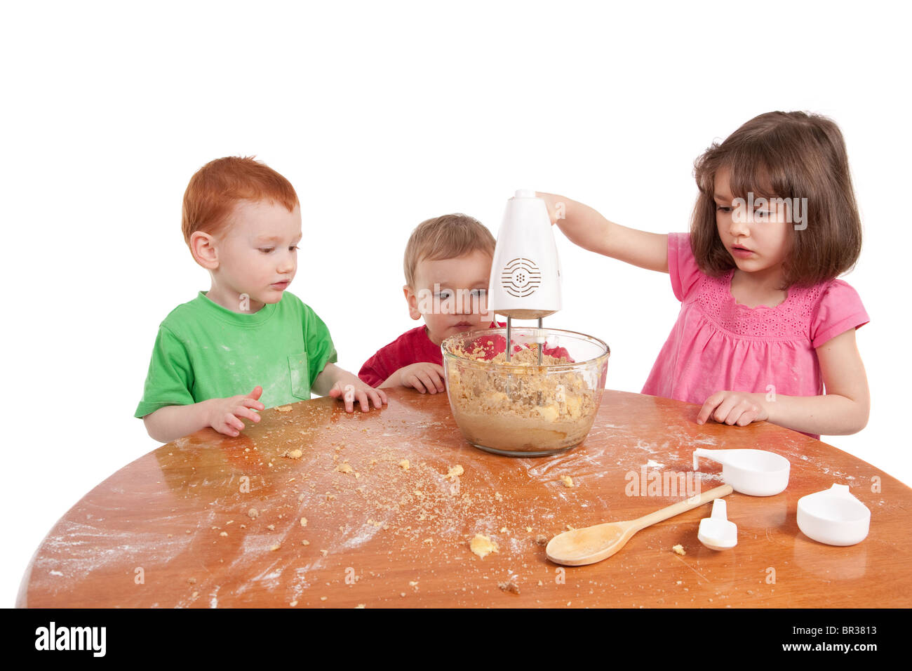 Kids baking with electric mixer. Isolated on white Stock Photo - Alamy