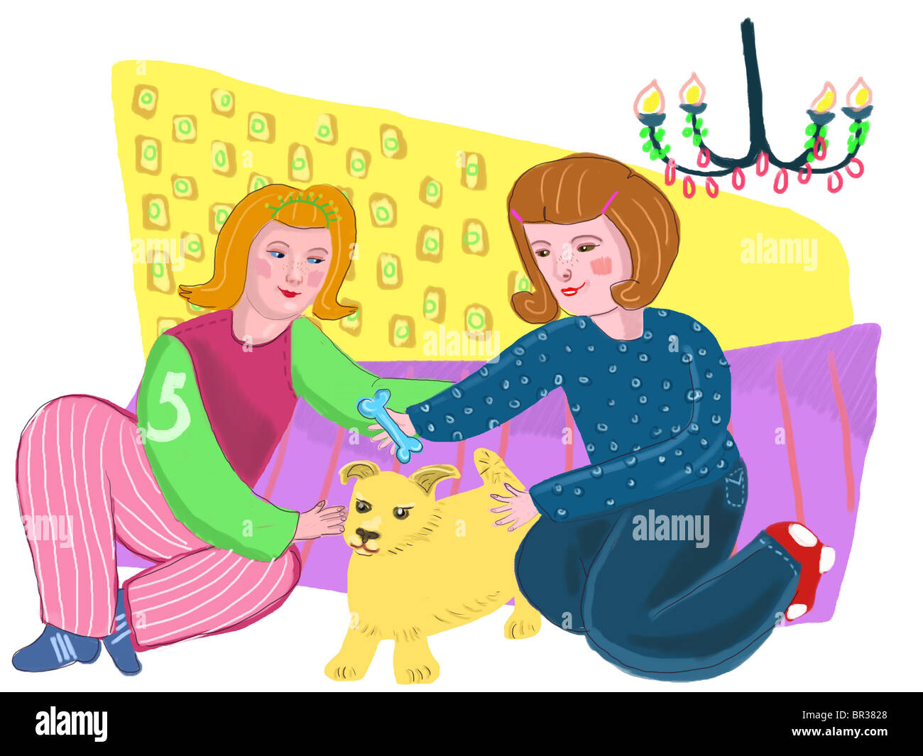 Cartoon illustration two dogs playing hi-res stock photography and ...