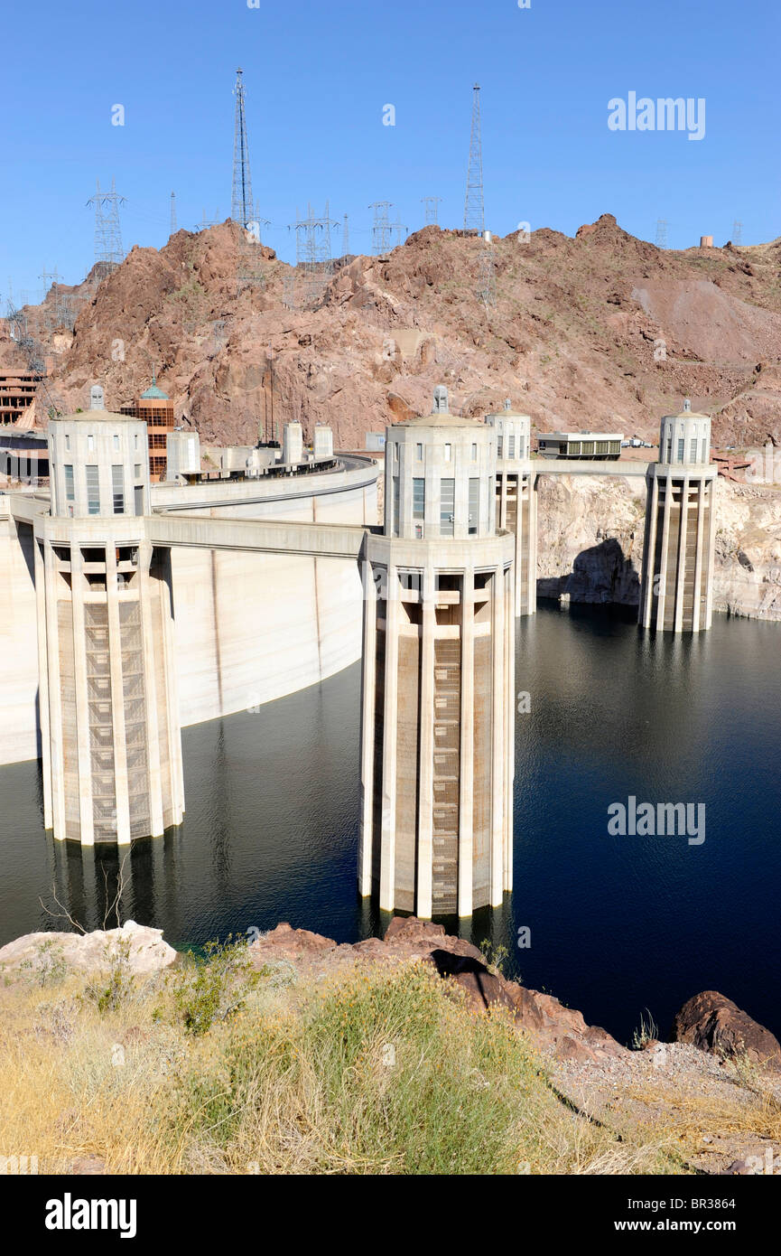 Intake Towers at Hoover Dam Arizona Nevada Stock Photo - Alamy