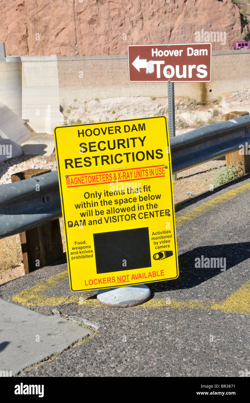 Hoover Dam Security Restriction Sign Arizona Nevada Stock Photo - Alamy