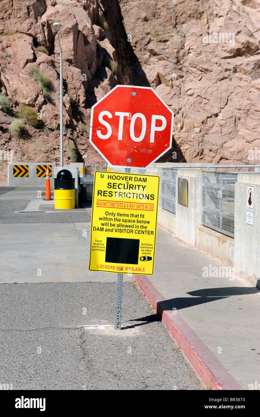 Hoover Dam Security Restriction Sign Arizona Nevada Stock Photo - Alamy