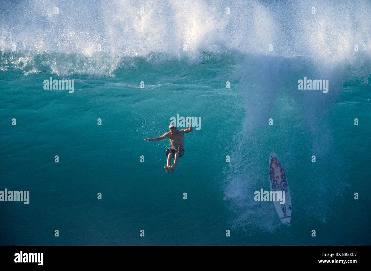 surfer wipeout at Backdoor Pipeline Stock Photo - Alamy